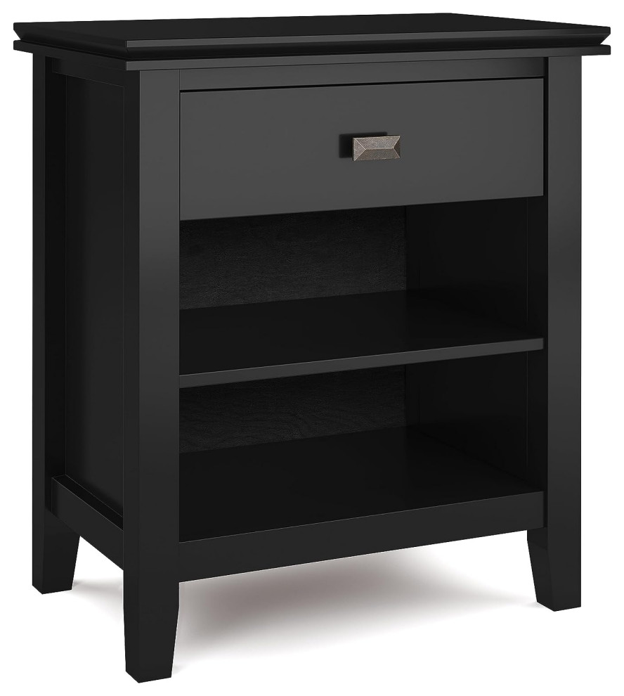 Transitional Nightstand, Shelves & Drawer With Geometric Pull ...