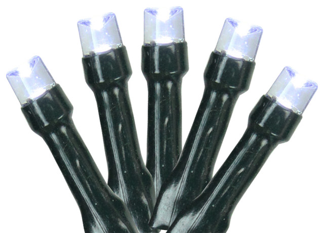 20 Battery Operated White LED Christmas Lights - 6.25 ft Green Wire ...