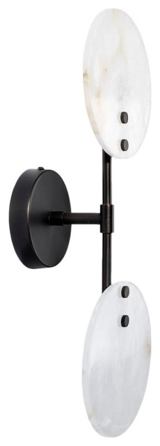 Mid Century Modern White Alabaster Stone Disc Wall Sconce 23 in Circle ...