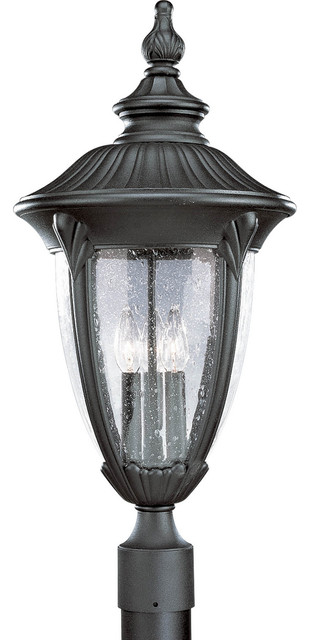 Progress Lighting Three-Light Post Lantern With Clear Seeded Glass ...