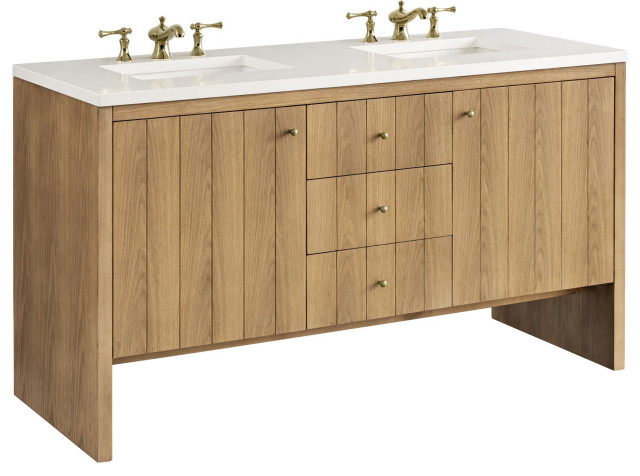 James Martin Vanities 435-V60D Hudson 60" Double Basin Ash Wood ...