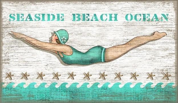 Vintage Diving Girl Sign - Beach Style - Prints And Posters - by My ...