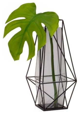 Torre and Tagus Geometric Frame 12.5"H Glass Panel Vase, Medium ...