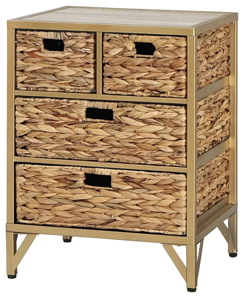 Gallerie Decor Rio Transitional Metal/Wood Side Table in Natural ...