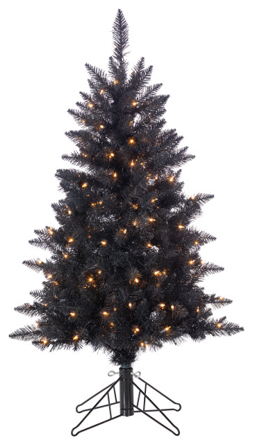 4' Black Tuscany Tinsel Tree, 150 WW Lights - Christmas Trees - by ...