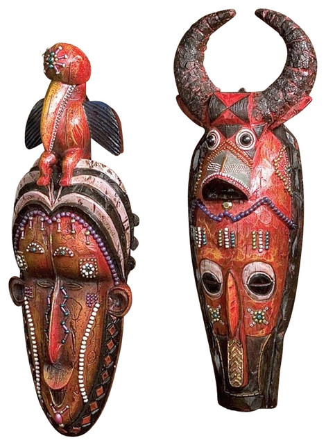 Hornbill and Cape Buffalo Masks - Eclectic - Wall Sculptures - by ...