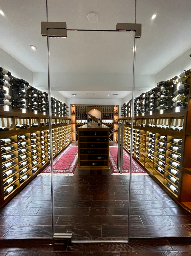 Orange County Wine Cellars With Custom Frameless Glass Door Modern