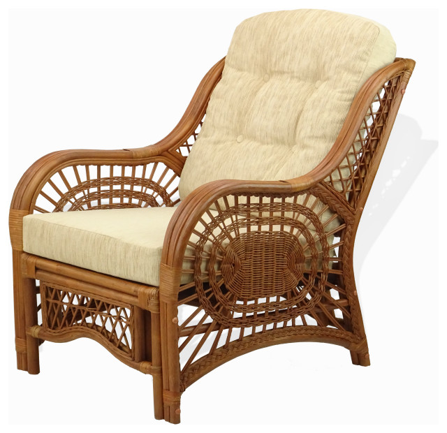 Malibu Lounge Armchair, Natural Rattan Wicker Handmade, Colonial ...
