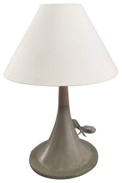 Contemporary Style Concrete Base Table Lamp With Shade, White And Gray ...