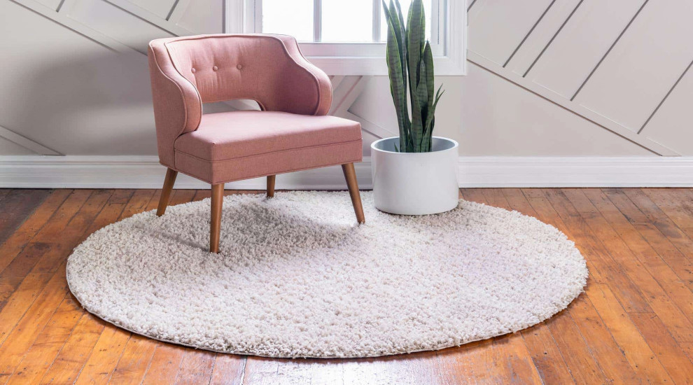 Rug Unique Loom Davos Shag Linen Round 3'3x3'3 - Contemporary - Area ...