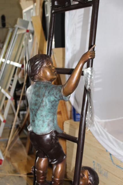 Three kids on a ladder Bronze Statue - Size: 24"L x 22"W x 94"H., Large ...