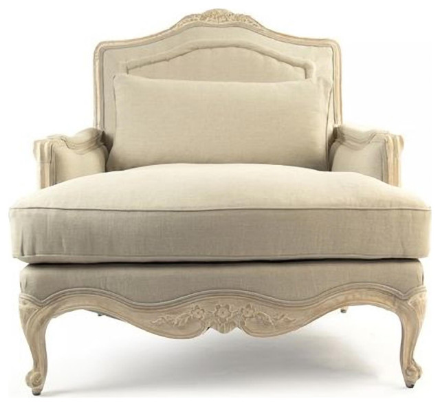 Colbey Collection Traditional Cream Lounge Chair - Traditional - Indoor ...