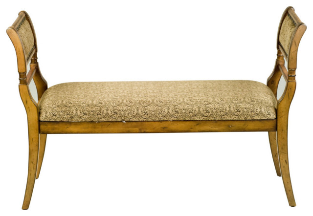 Bay Upholstered Bench Light Brown/Paisley - Traditional - Upholstered ...