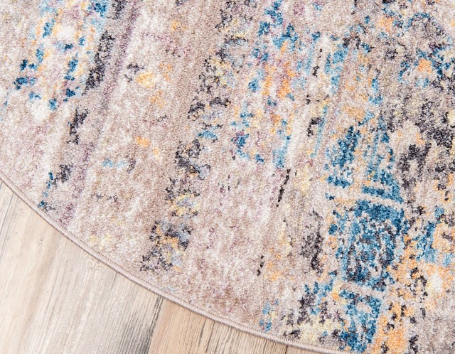 Southwestern/Lodge Boheme Neutral Area Rug, 8' Round - Contemporary ...