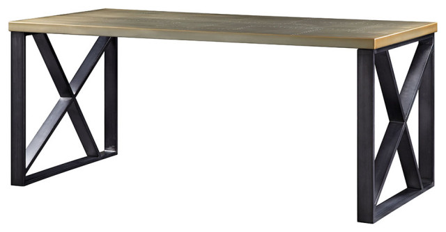 Jennavieve Executive Writing Desk, Gold Aluminum - Industrial - Desks ...