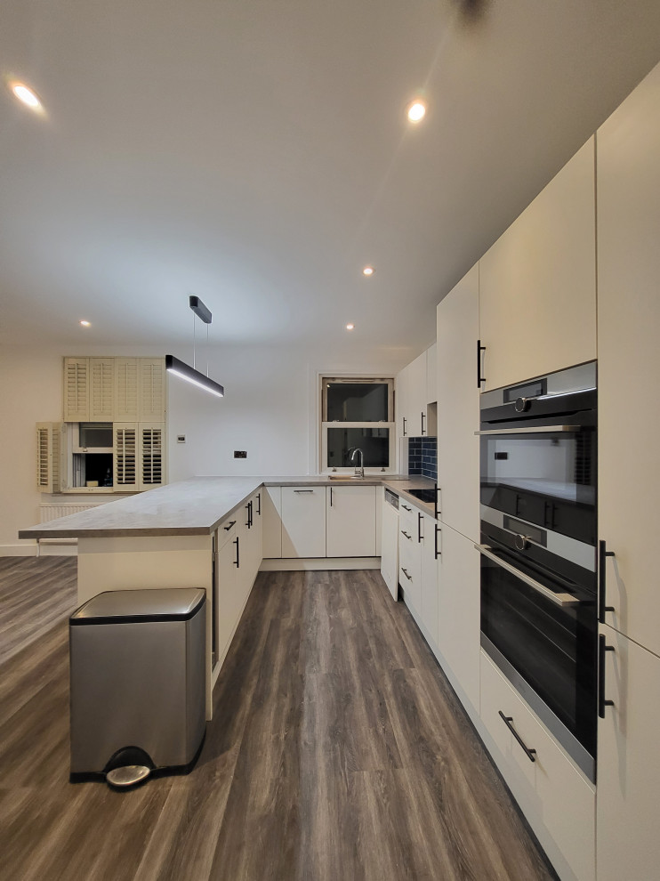 Complete open plan kitchen renovation (Wren Kitchens, White Matt ...