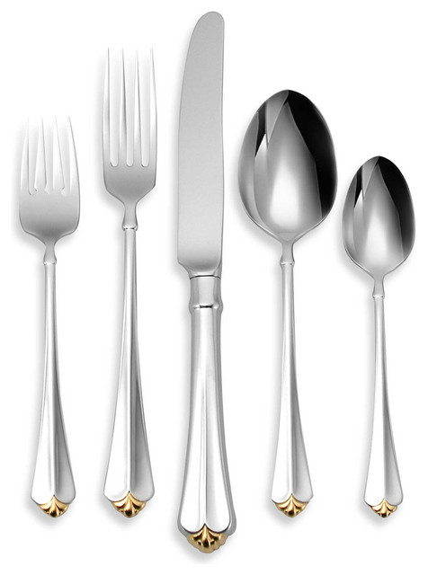 Oneida Golden Juilliard 5-Piece Flatware Set - Transitional - Flatware ...