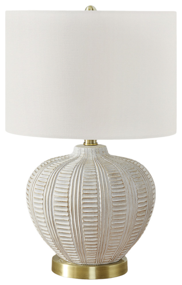 Lighting, 21"H, Table Lamp, Ivory/Cream Shade, Cream Resin ...