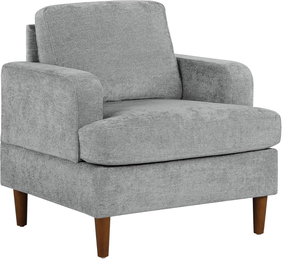 Modern Accent Chair, Tapered Legs With Cushioned Backrest & Curved Arms ...
