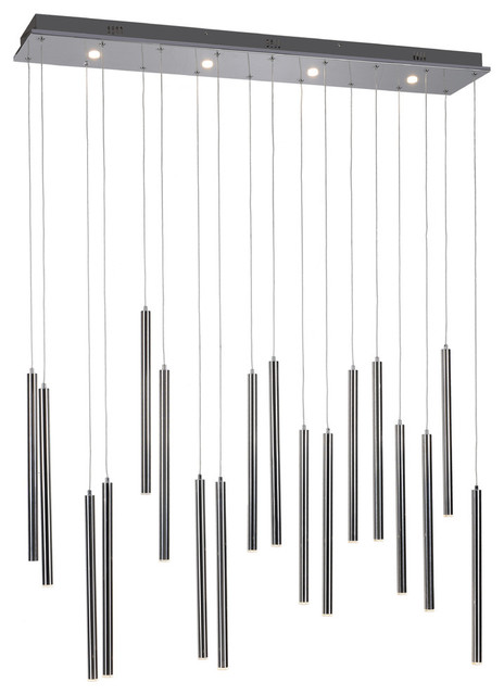 Chrome LED Rod Light Fixture, Rectangular Frame - Contemporary ...