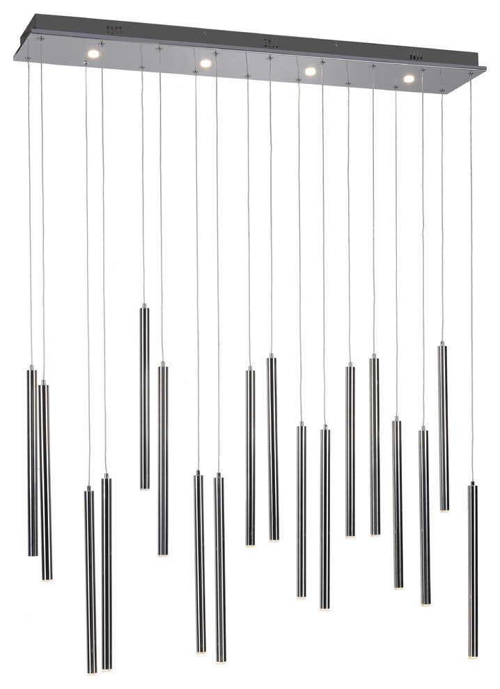 Chrome LED Rod Light Fixture, Rectangular Frame - Contemporary ...