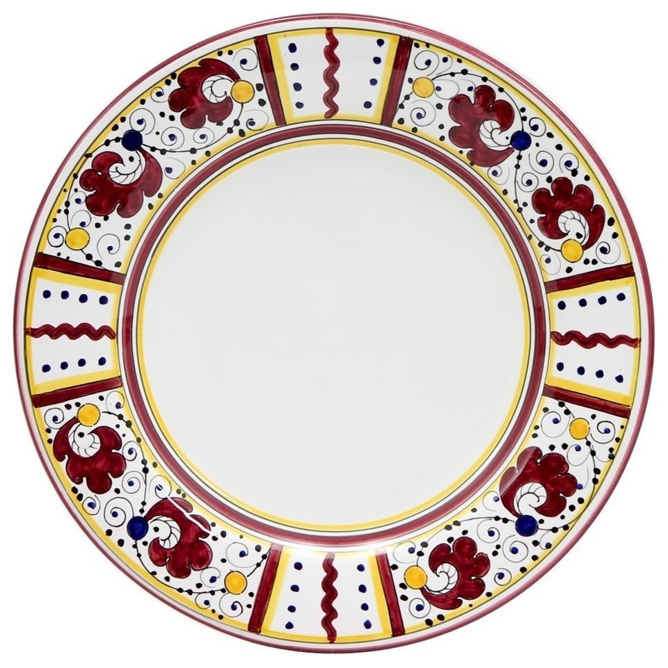 Orvieto Red Rooster Dinner Plate White Center, 11" Diameter ...