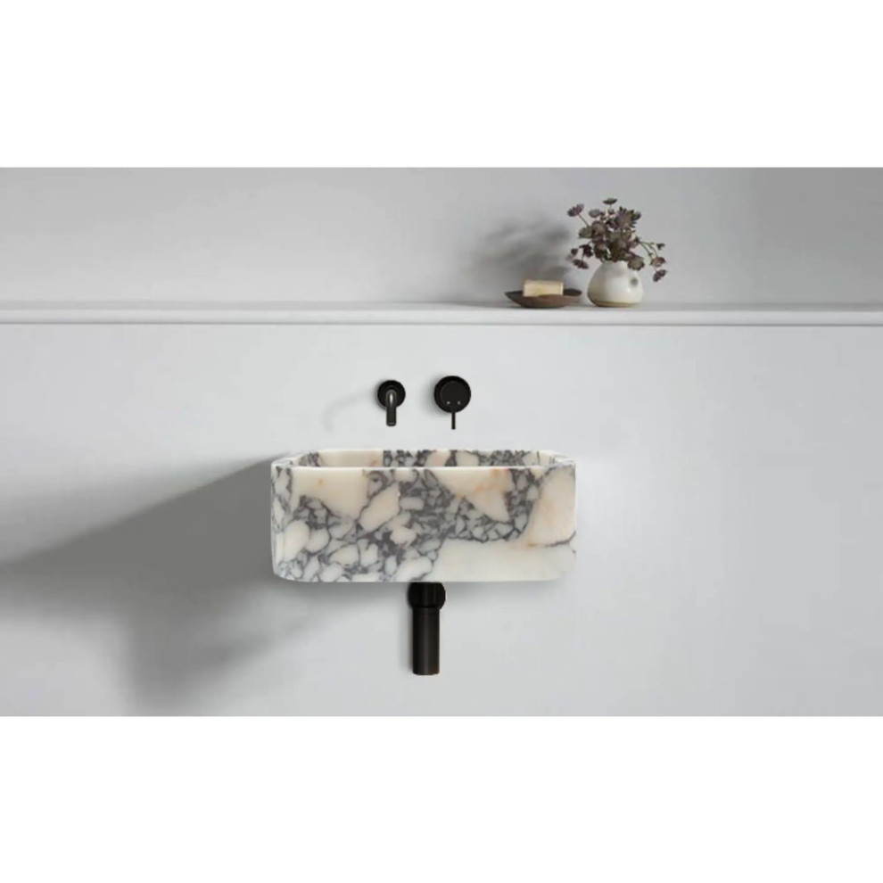 Calacatta Viola Real Marble Rectangular Sink (L)18" (W)12" (H)7 ...