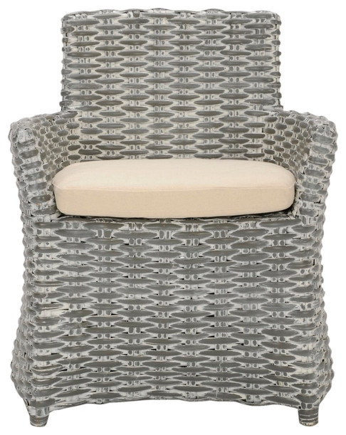 Laney Rattan Arm Chair, Gray/Beige - Tropical - Armchairs And Accent ...