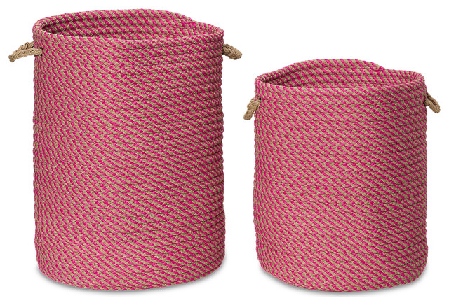 Cabana Woven Hampers - Magenta 17"x17"x22", Round, Braided ...