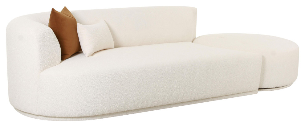 Fickle Cream Boucle 2-Piece Chaise Modular Left Arm Facing Sofa ...