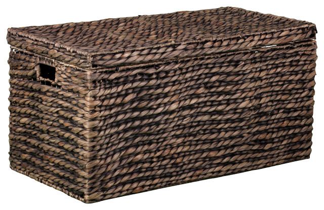 Nilam Water Hyacinth Cocktail Storage Trunk Table - Beach Style ...