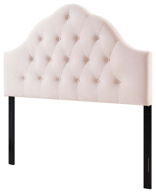 Contemporary Modern King Size Tufted Headboard, Velvet Fabric, Grey ...