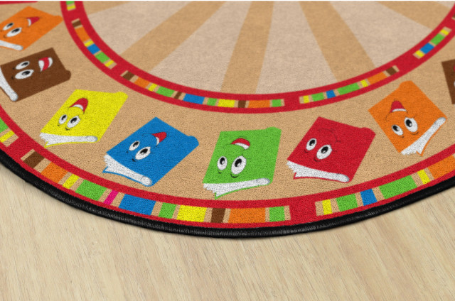 Flagship Carpets FE337-85A 6' Circle Time Books Calm Educational Rug ...