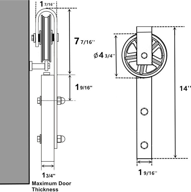 Sliding Barn Door Hardware Kit, Big Wheel Design, 16FT - Traditional ...