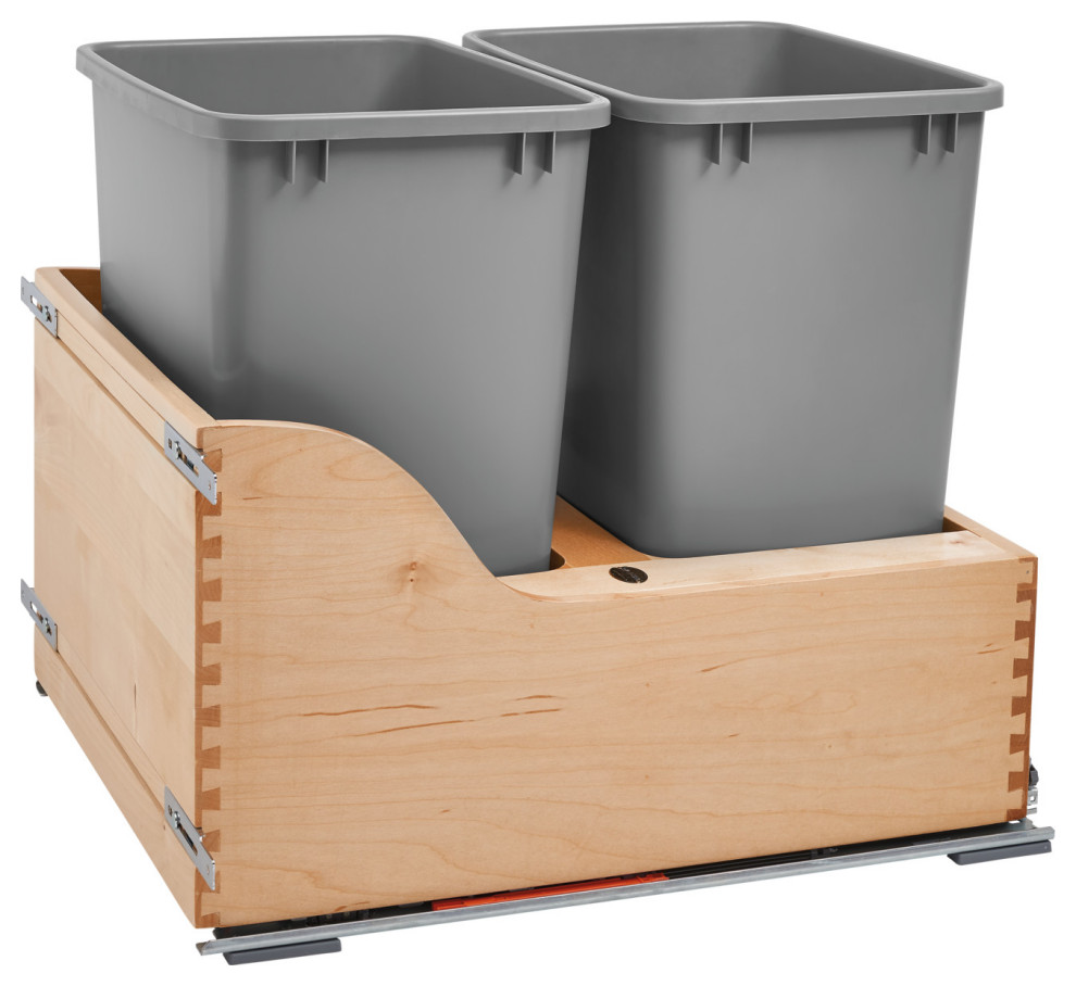 Wood Pull Out Trash/Waste Container With Soft Close, 18" - Contemporary ...