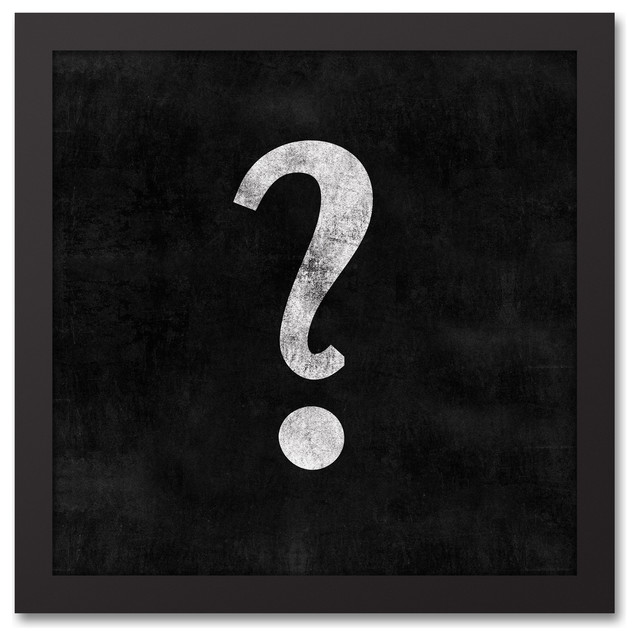 Vintage Question Mark 12x12 Black Framed Canvas - Contemporary - Prints ...
