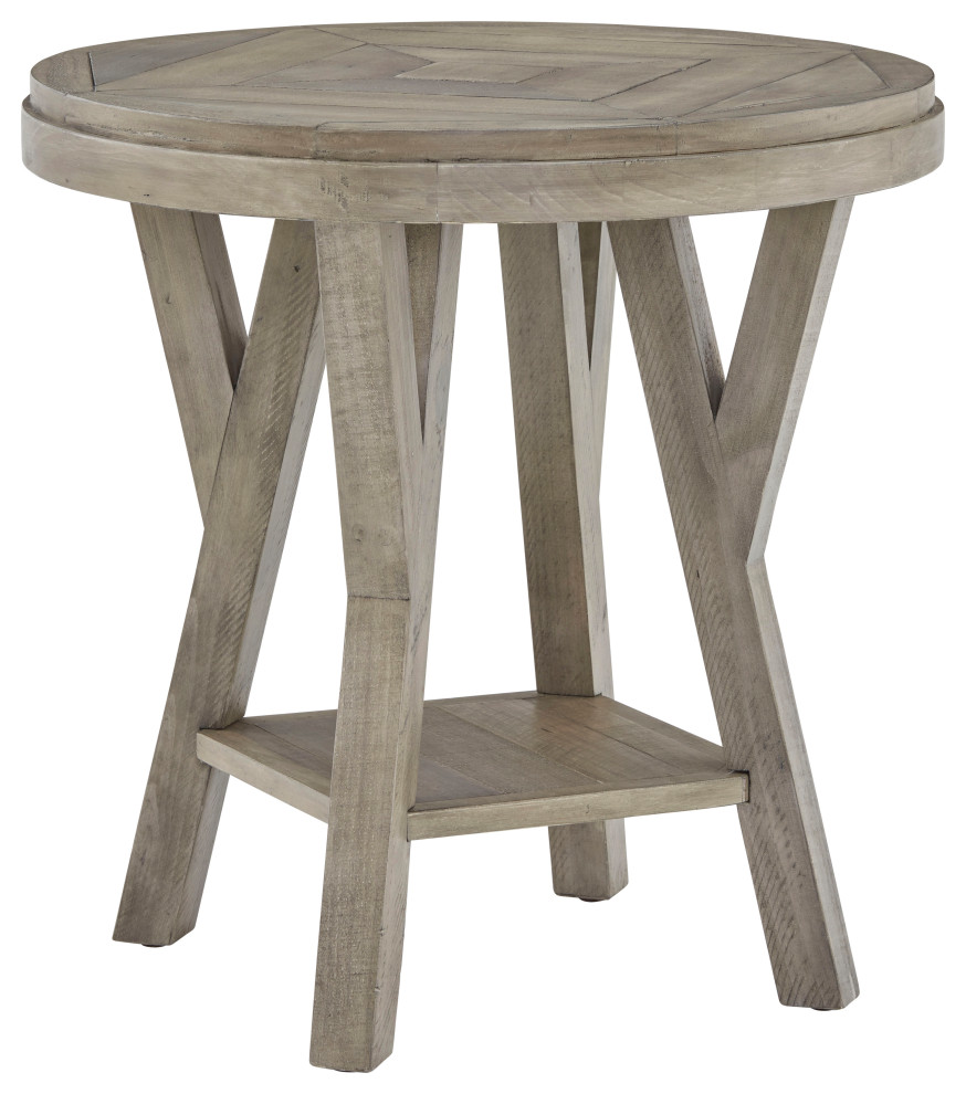 Market Street Round End Table, Boardwalk Gray - Farmhouse - Side Tables ...