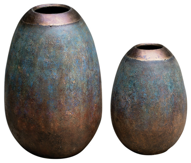 Uttermost Pavak Etruscan Sky Vases S/2 - Contemporary - Vases - by ...