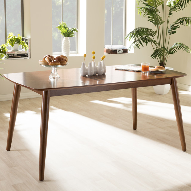 Flora Mid-Century Modern Oak Medium Brown Finishing Wood Dining Table ...