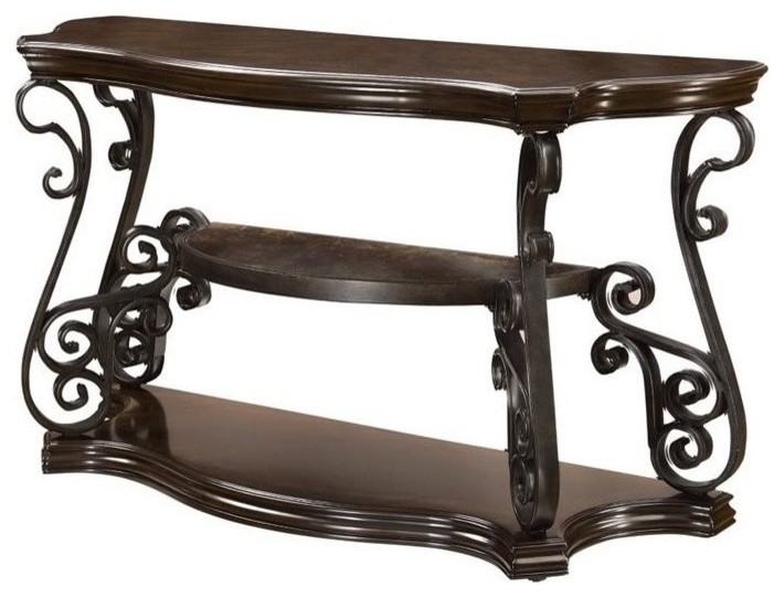 Coaster Sir Rawlinson Traditional Glass Top Sofa Table in Merlot ...