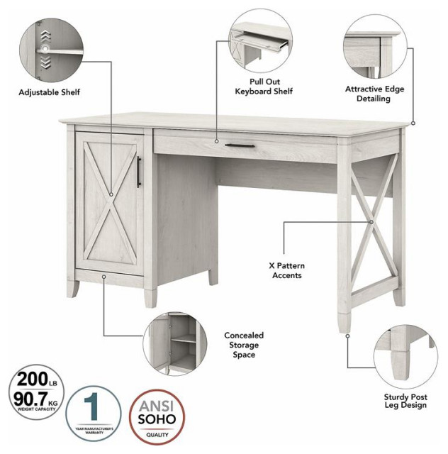 Key West 54W Computer Desk with Storage in Cape Cod Gray - Engineered ...