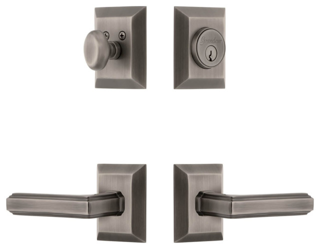 Grandeur Fifth Avenue Square Rosette Entry Set with Carre Lever ...