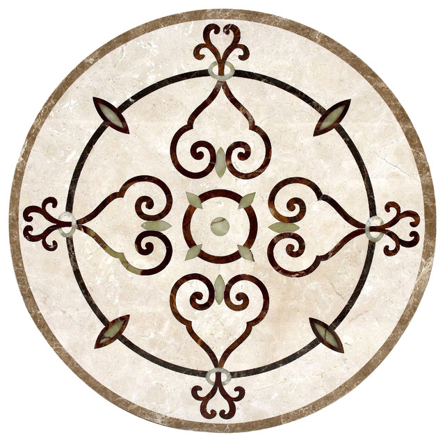 Fancy Alpine Medallion, 48" Round, 48" Round - Mediterranean - Floor ...