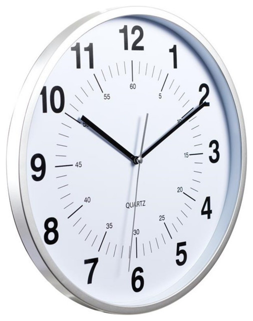 kieragrace KG Contemporary Synchro Silent Wall Clock Silver Plastic ...