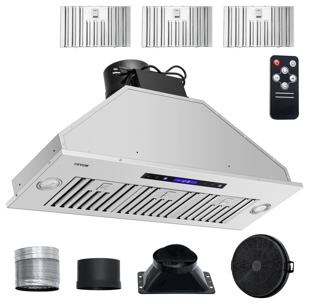 VEVOR Built-in Range Hood Insert Vent Hood 900CFM 36in Touch & Remote ...