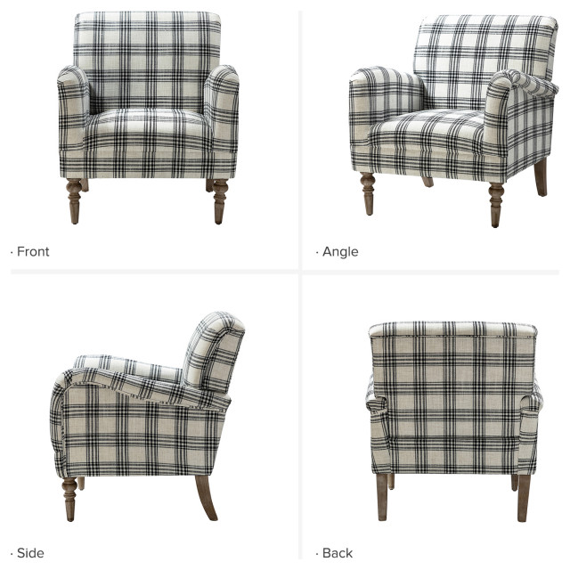 Upholstered Armchair With Checkerboard Pattern - Contemporary ...