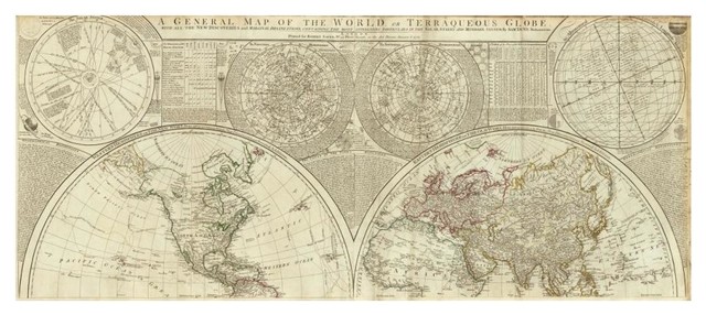 "A general map of the world or terraqueous globe, 1787" Paper Art, 32 ...