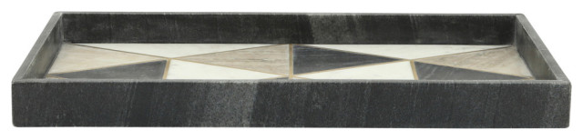 Marble 9x18 Rectangular Tray, Black/White - Contemporary - Serving ...