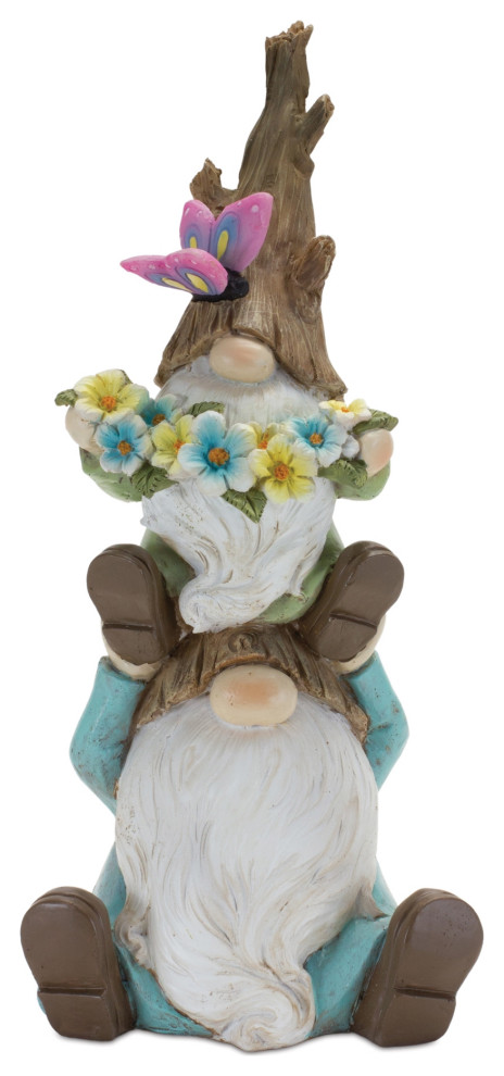 Tree Trunk Gnome Stack, Set of 2 - Rustic - Garden Statues And Yard Art ...