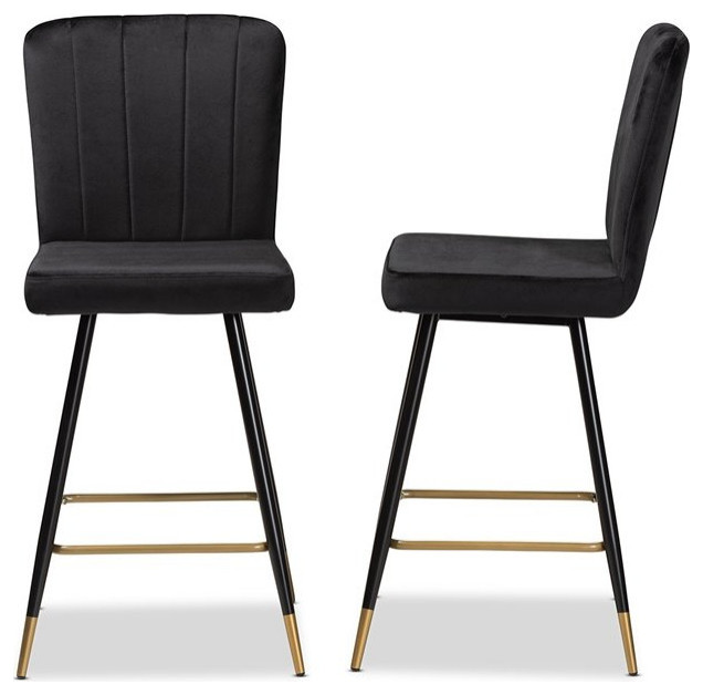 Bowery Hill Contemporary Black and Gold Finished Metal 2-Piece Bar ...